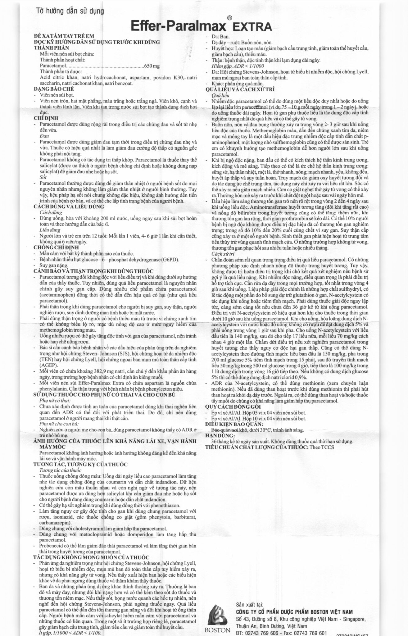 Viên sủi Effer Paralmax Extra: Công dụng, cách dùng và lưu ý