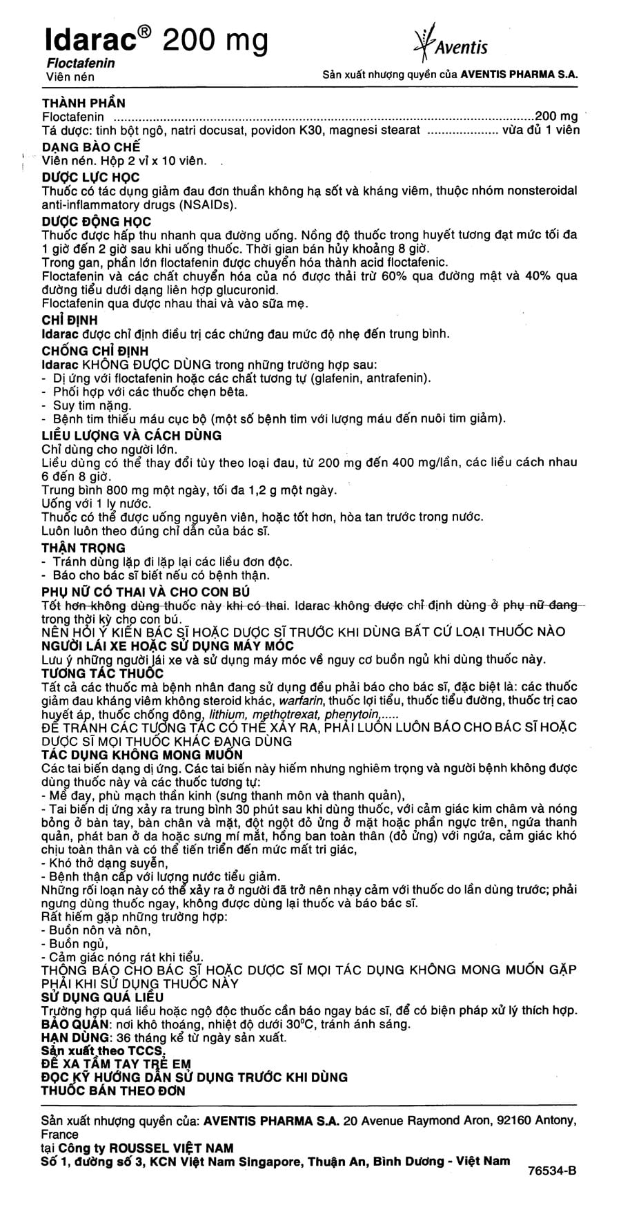 Idarac (floctafenine): Công dụng, cách dùng và lưu ý - YouMed