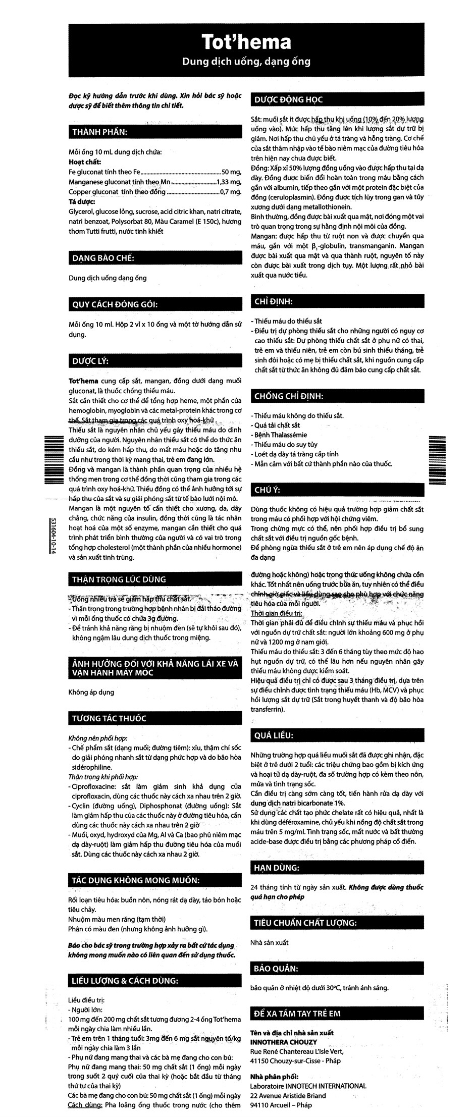 Thuốc bổ máu Tot'hema có tốt không? Giá, cách dùng và lưu ý