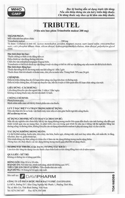 Thuốc Tributel: Công dụng, cách dùng và lưu ý - YouMed