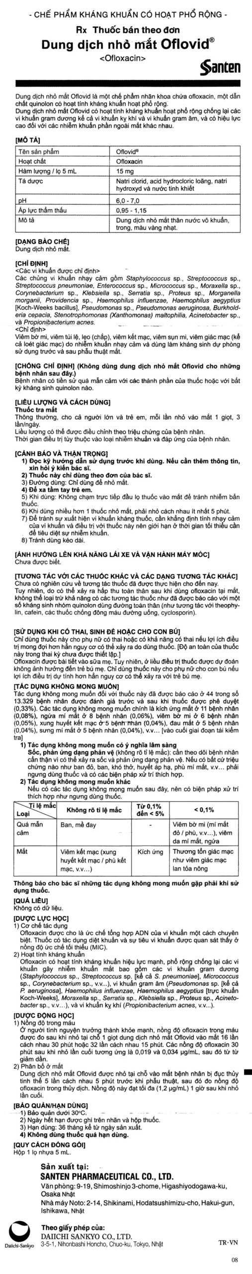Thuốc Oflovid (ofloxacin): Điều trị mắt bị viêm và lưu ý khi sử dụng