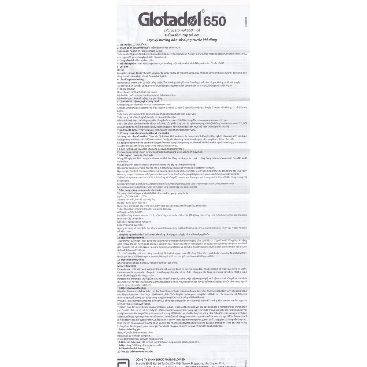 Những điều cần biết về thuốc Glotadol (paracetamol)